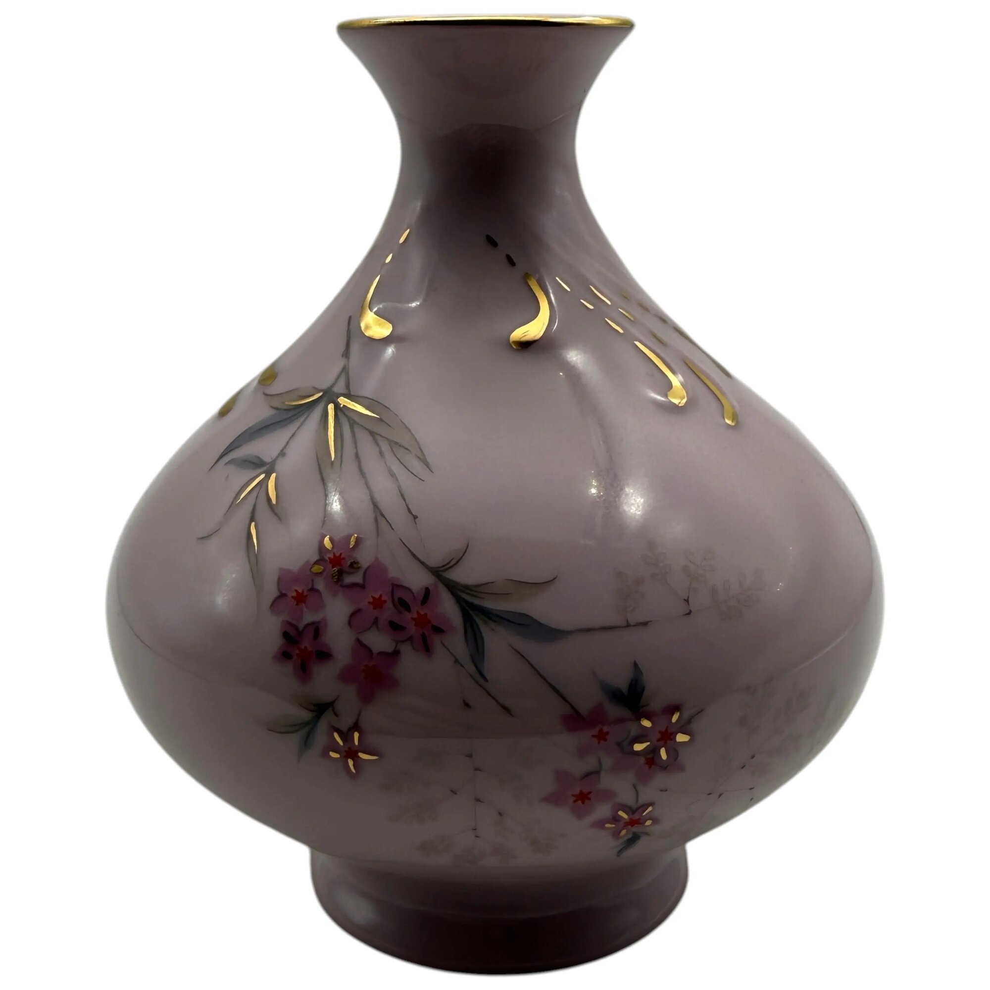 Ваза "Весна", 12 см, розовый фарфор, роспись, 14К, 1970-1990 гг, Leander RGK, Чехословакия