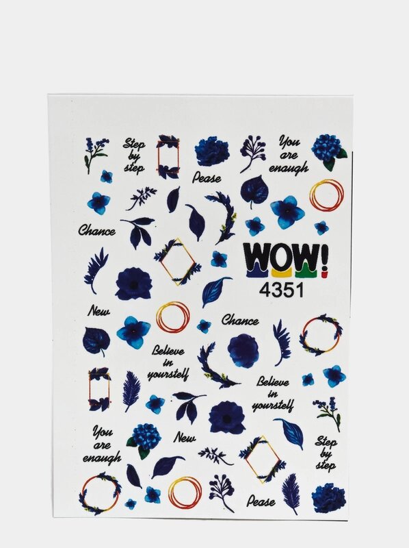 Наклейки для ногтей, слайдеры для маникюра и педикюра "Цветы. Листочки"