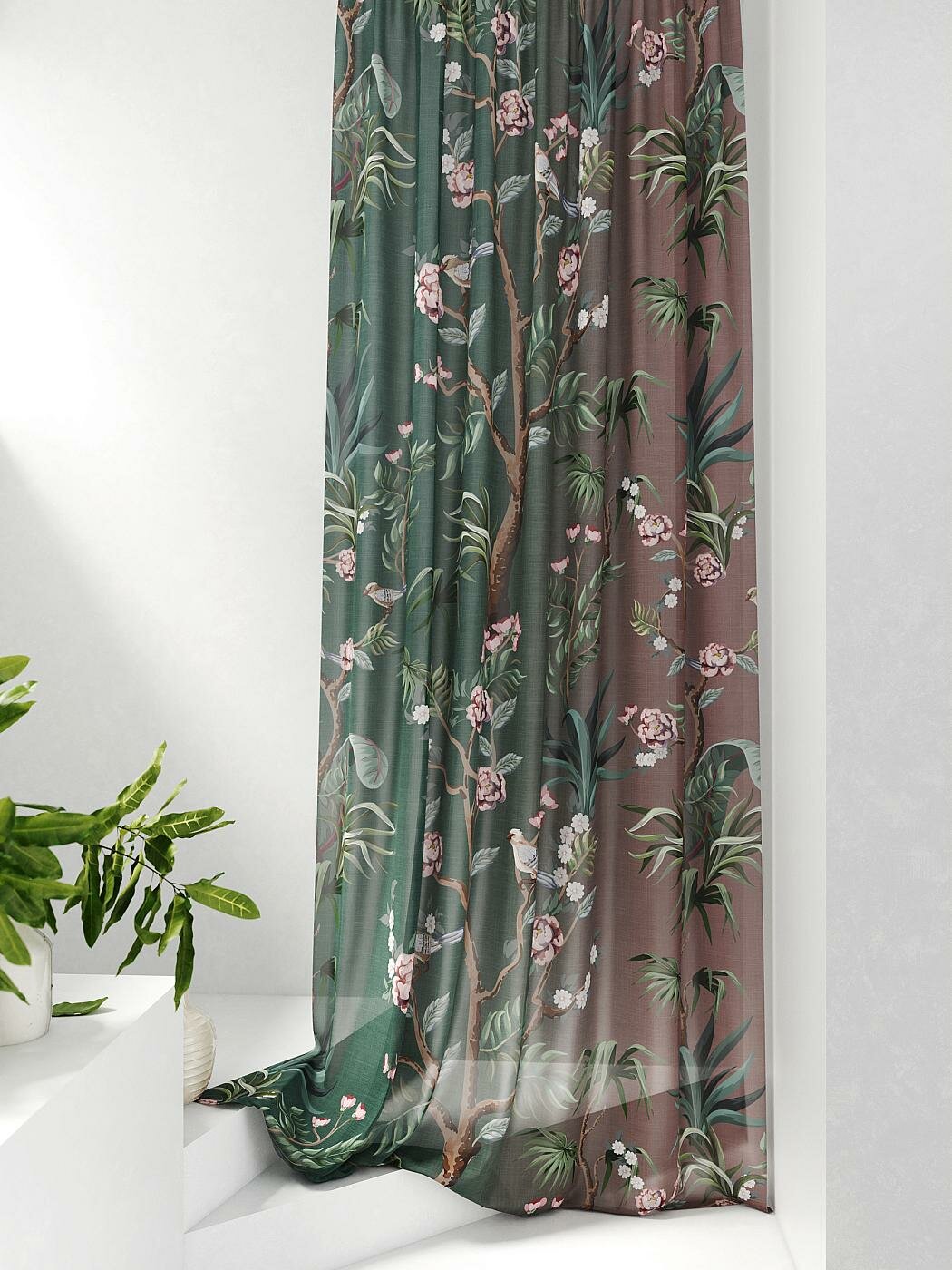 Штора для спальни и гостиной готовая 150x260 см с рисунком (589105-260)