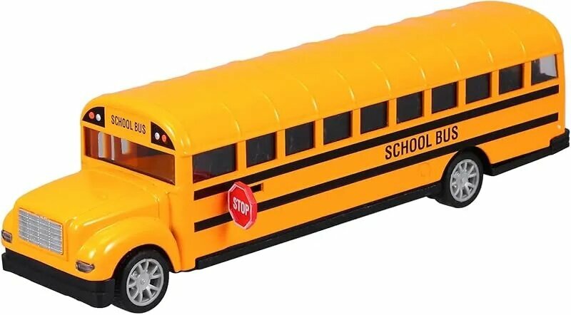 Игрушечный школьный автобус "Gadpiparty", серый металлик, функция отката, высокая степень симуляции