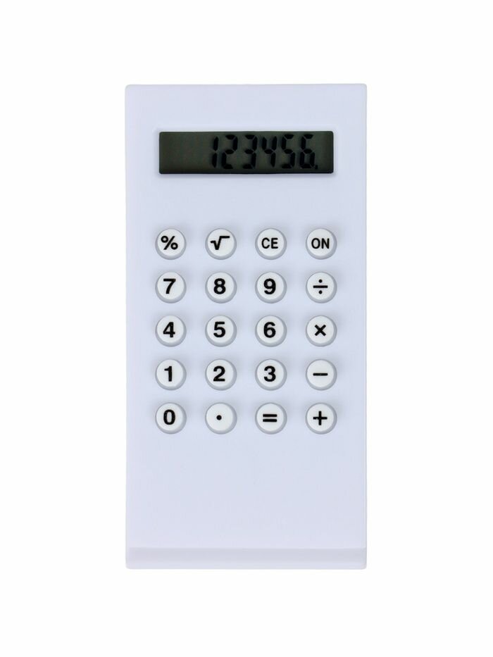 Калькулятор-зажим КНР 8-разрядный, белый, корпус пластиковый