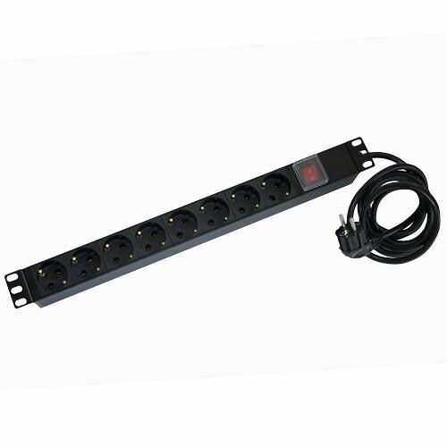 Блок распределения Suprlan на 8 розеток, 16 А, шнур 2 метра, с заземлением, для монтажа на рейку