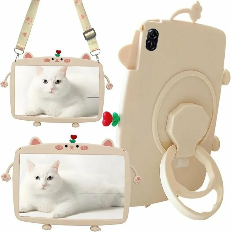 Детский милый чехол-подставка с рисунком для планшета Honor Pad X8a 11 "(2024) / Honor Pad X9 11" (2024), кошка