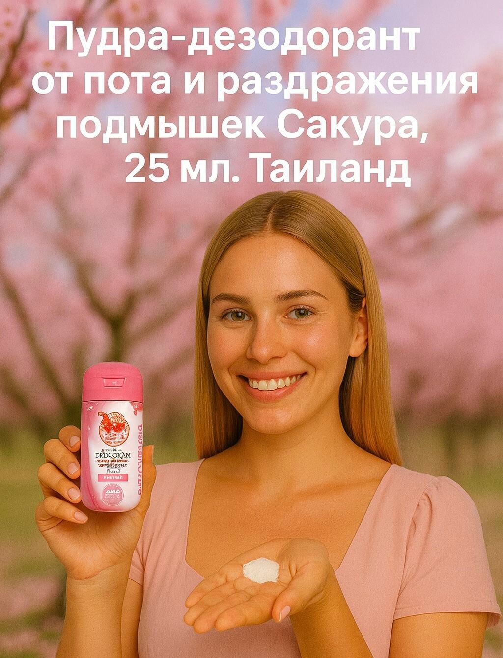 Taoyeablok Пудра-дезодорант Сакура для устранения запаха пота и отбеливания подмышек, 25 г