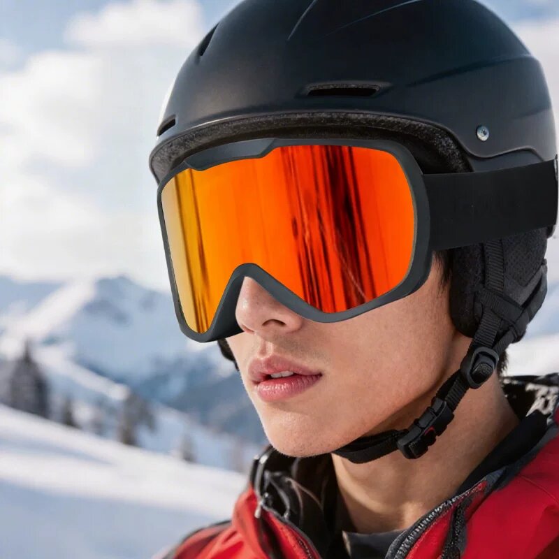 Магнитные снежные очки, цилиндрические лыжные очки с широким полем зрения, двухслойные противотуманные лыжные очки для