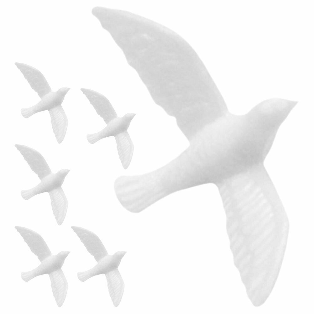 6 шт. украшений для дня рождения птицы, маленькие белые голуби, мини-птицы для рукоделия, аксессуары для детей