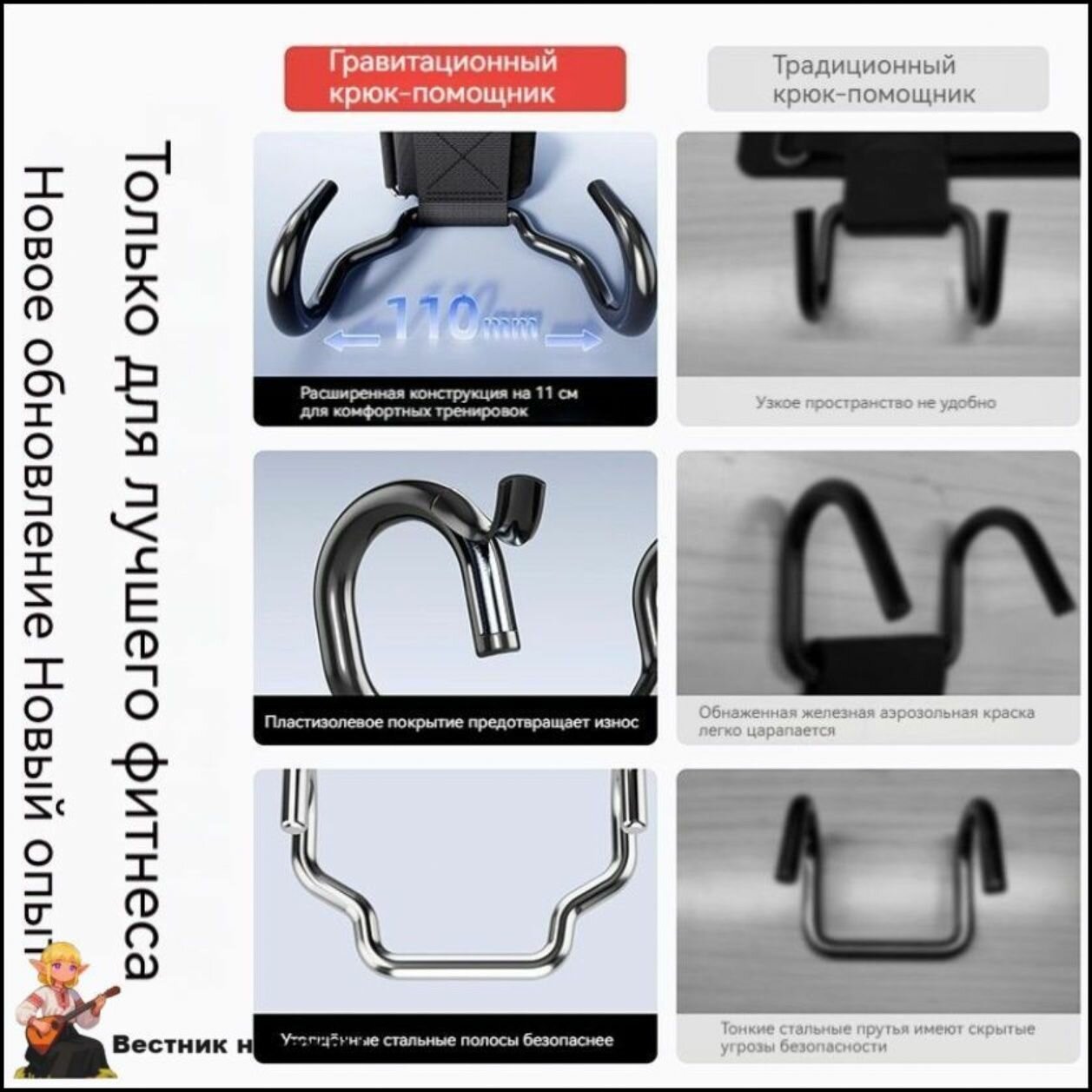 Эксклюзивные крюки для поддержки при подтягиваниях и висении на турнике