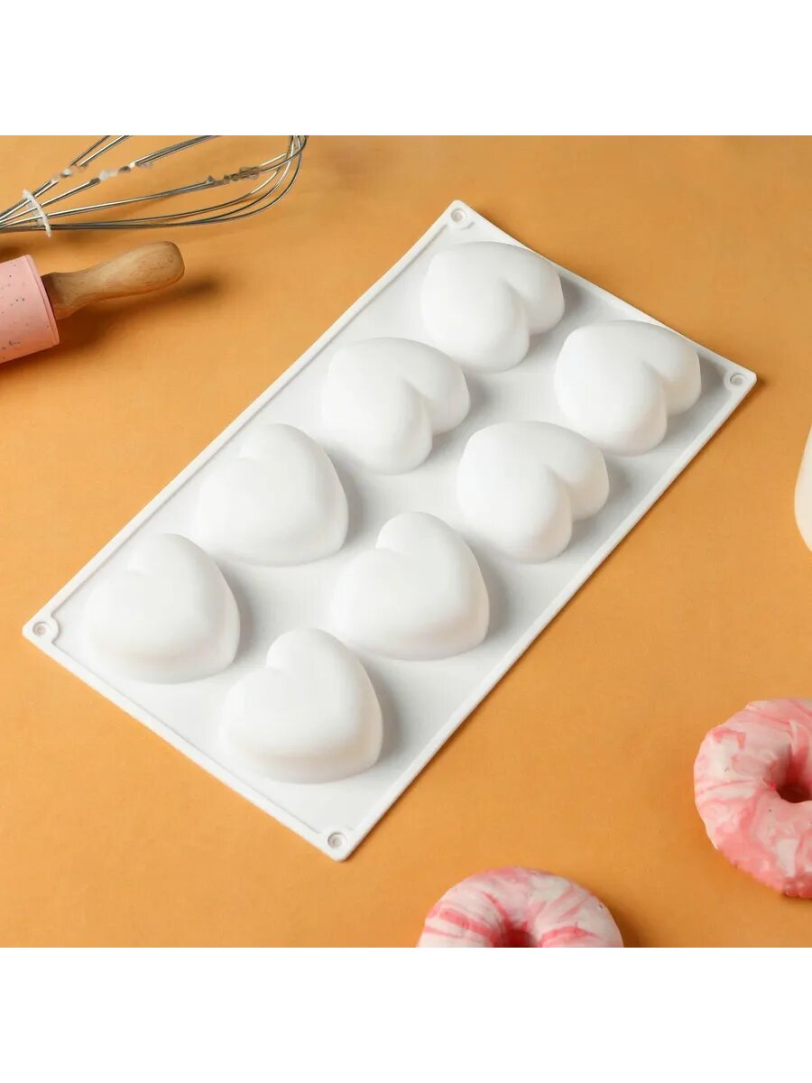 Форма силиконовая для шоколада и рукоделия, "Сердца"