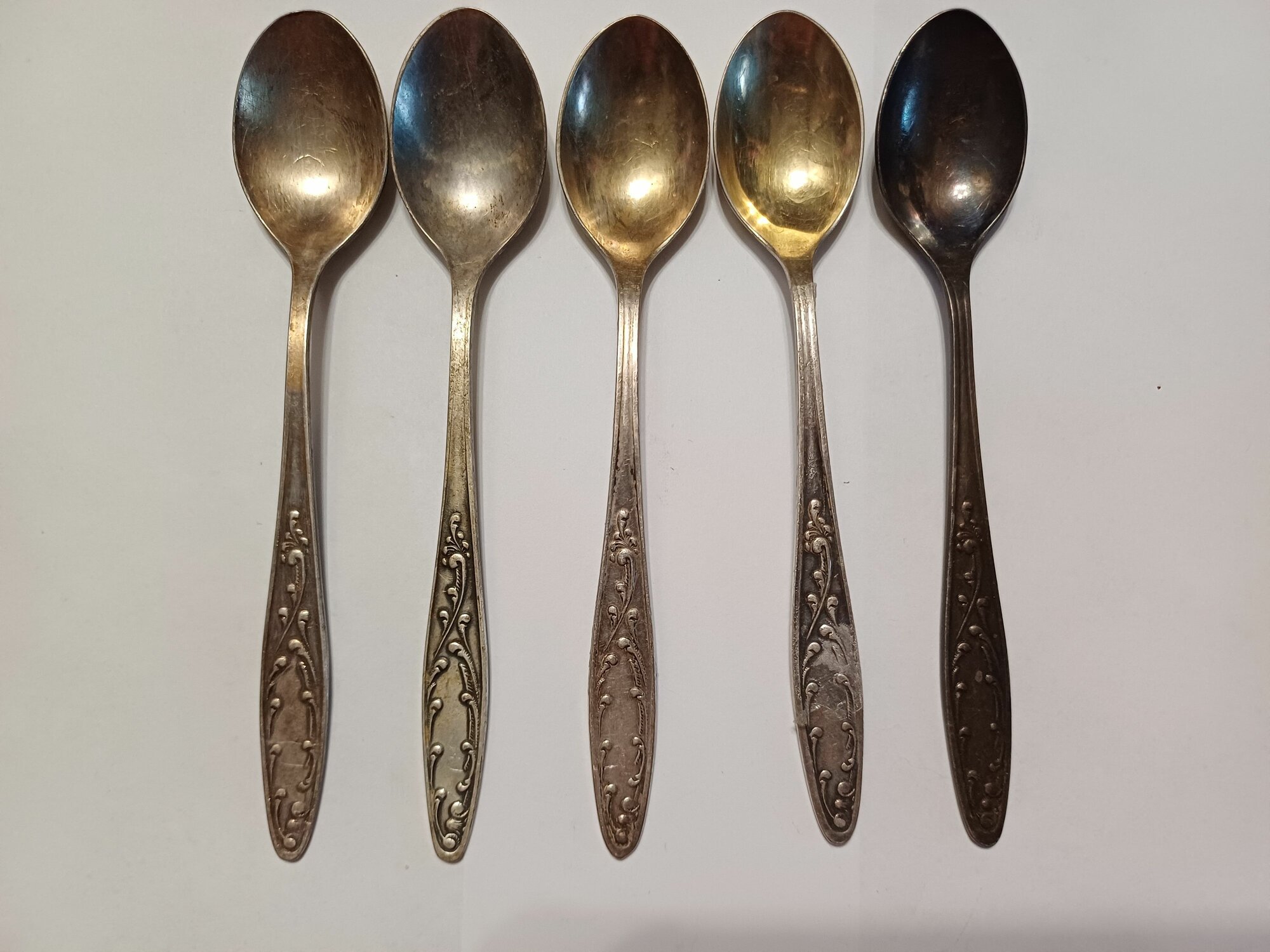 Набор чайных ложек Пламя винтажный советский, мельхиор, СССР