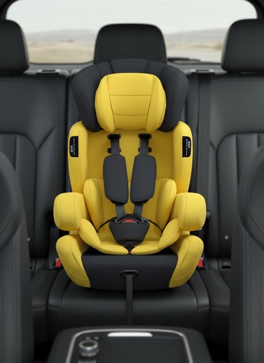 Автокресло детское 9-36 кг (1/2/3) складное, универсальное, защита шеи, 5-точечные ремни, желтый