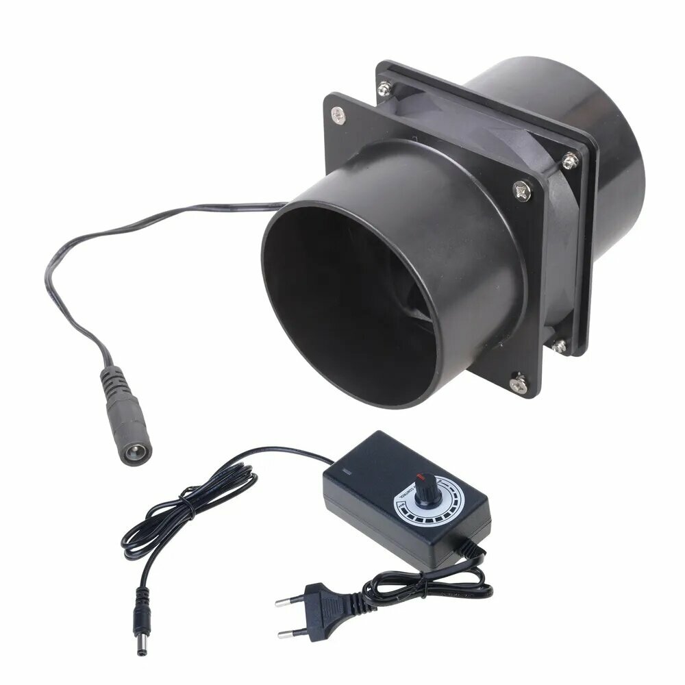Вентилятор канальный вытяжной 12В 04А с фильтром и воздуховодом