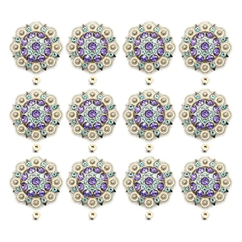 Металлические цветы-кончос со стразами для ремней светло-серый