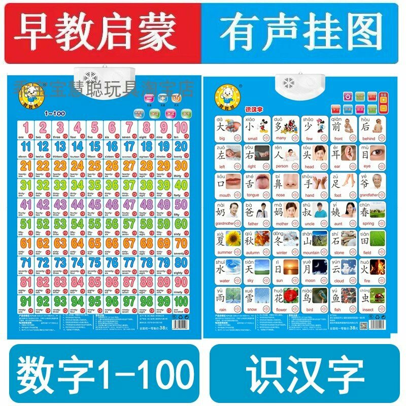 Оптовая продажа от фабрики: звуковая настенная таблица для обучения математике детей 1-8 лет, распознавание чисел от 1 до 100, игрушка с голосом