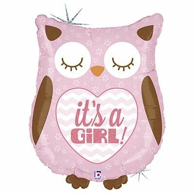Воздушный шарик Betallic Фигурный, IT'S A GIRL Сова розовая блеск