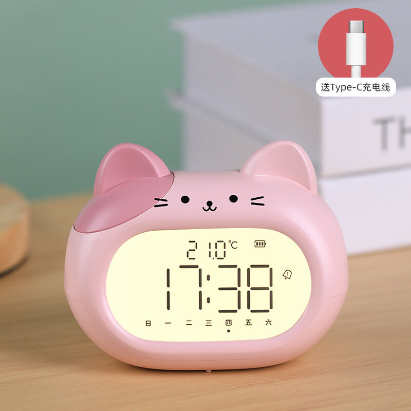 Умный компактный будильник для учеников начальной школы, специальный гаджет для пробуждения детей и девочек, милый электронный перезаряжаемый будильник.