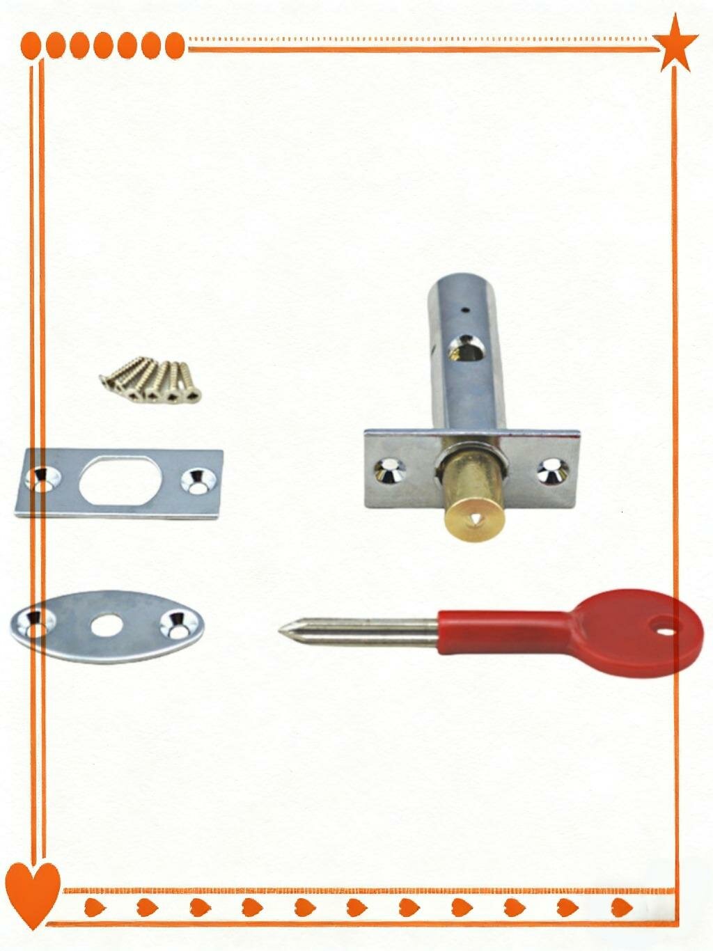 Латунные врезные болты для противопожарных дверей, Серебро