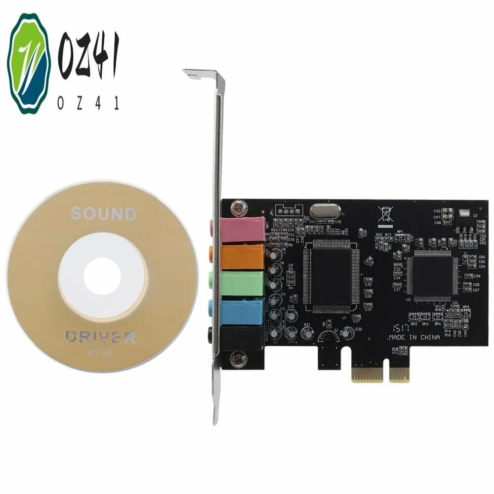 (A J W K) Внутренняя звуковая карта 5.1 совместим с 10 низкопрофильным кронштейном, 3D Stereo PCI-E, чип CMI8738 32/64 Bit PCI