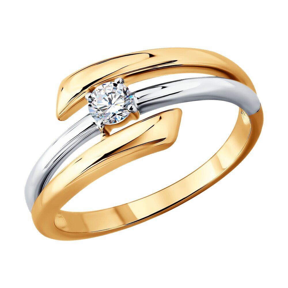 Кольцо, красное золото, 585 проба, бриллиант выращенный