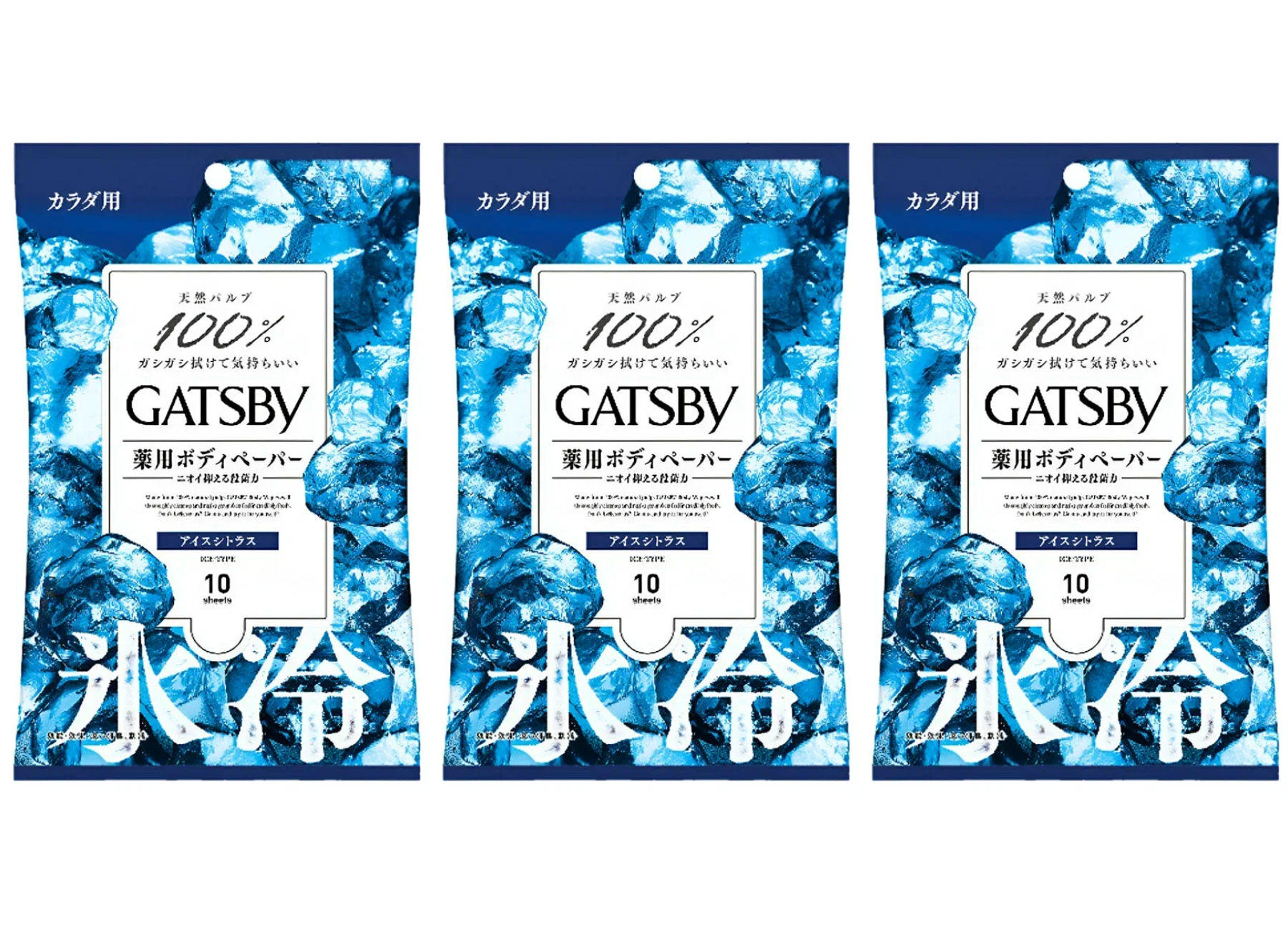 Мужской дезодорант-антиперспирант Mandom в форме салфеток, Gatsby Body Wipes Deodorant Ice-Type, 10 шт, 3уп