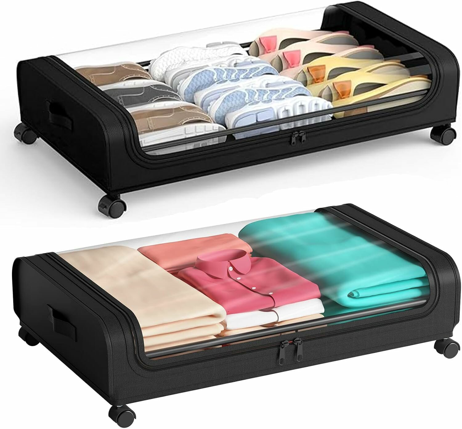 Бытовой ящик для хранения вещей под кроватью, стеллаж для хранения вещей, 2 ящика для хранения вещей