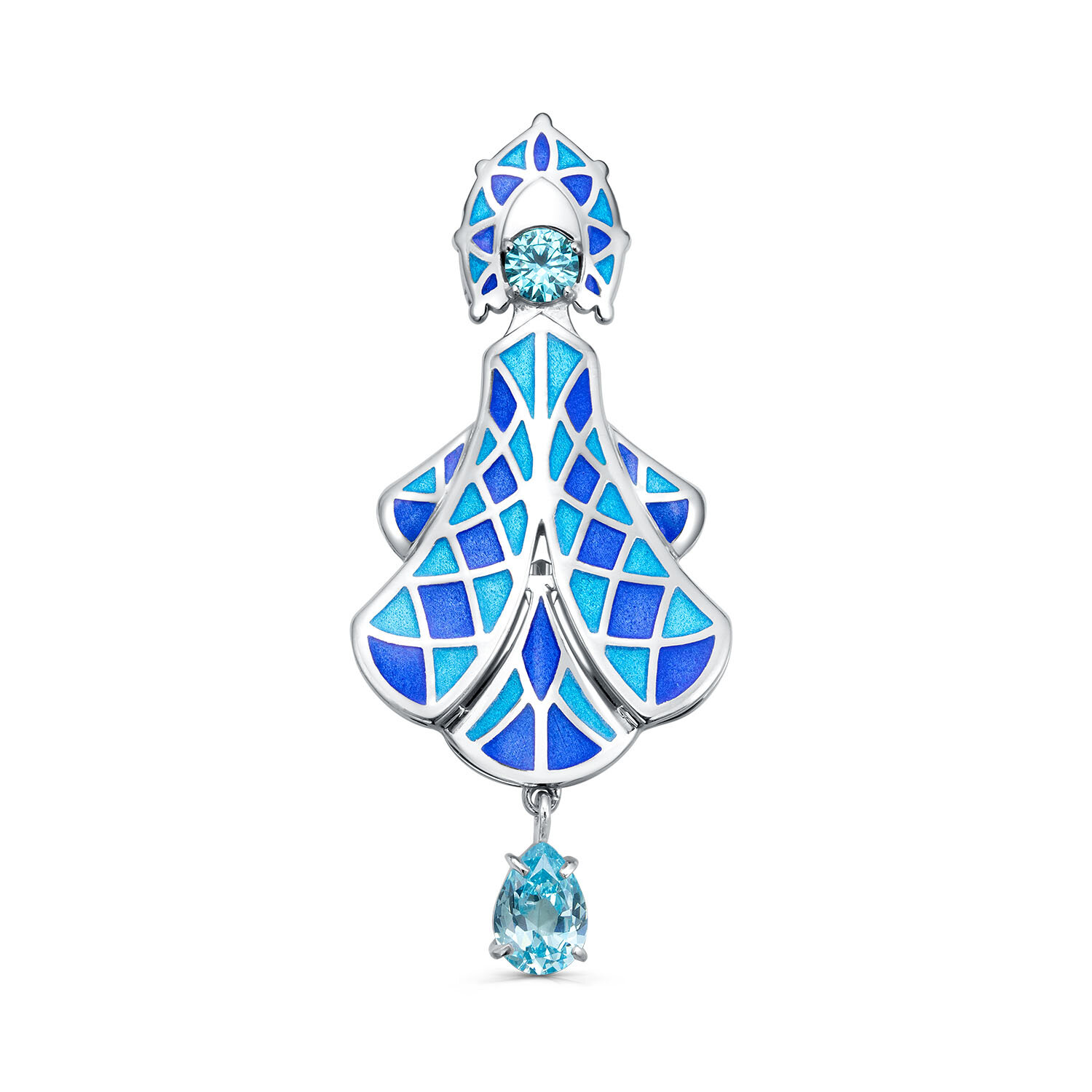 Брошь, серебро, 925 проба, фианит