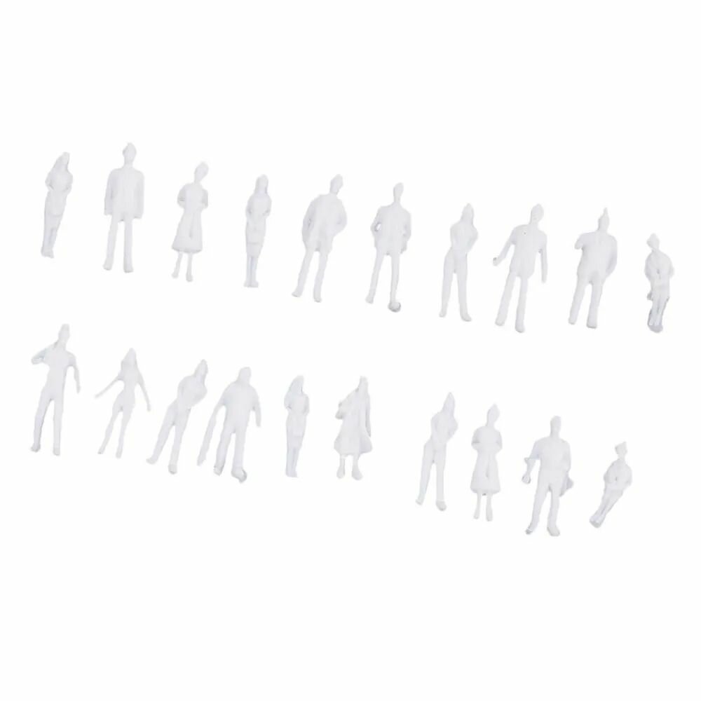 Набор из 20 фигурок людей в масштабе 1/100 для архитектурных макетов, неокрашенные, пластиковые, для диорам