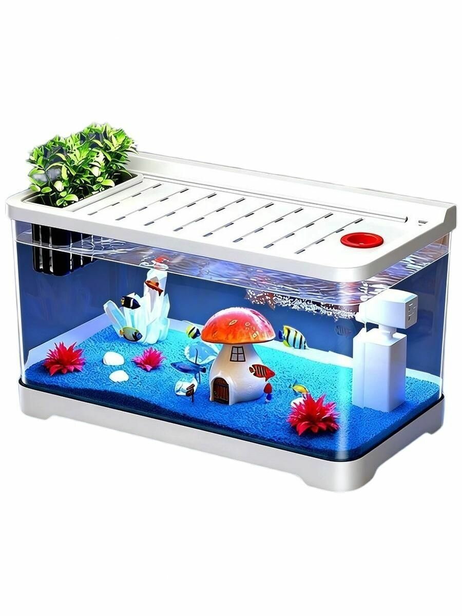 Аквариум для рыбок с подсветкой и фильтром и крышкой 17 Литров
