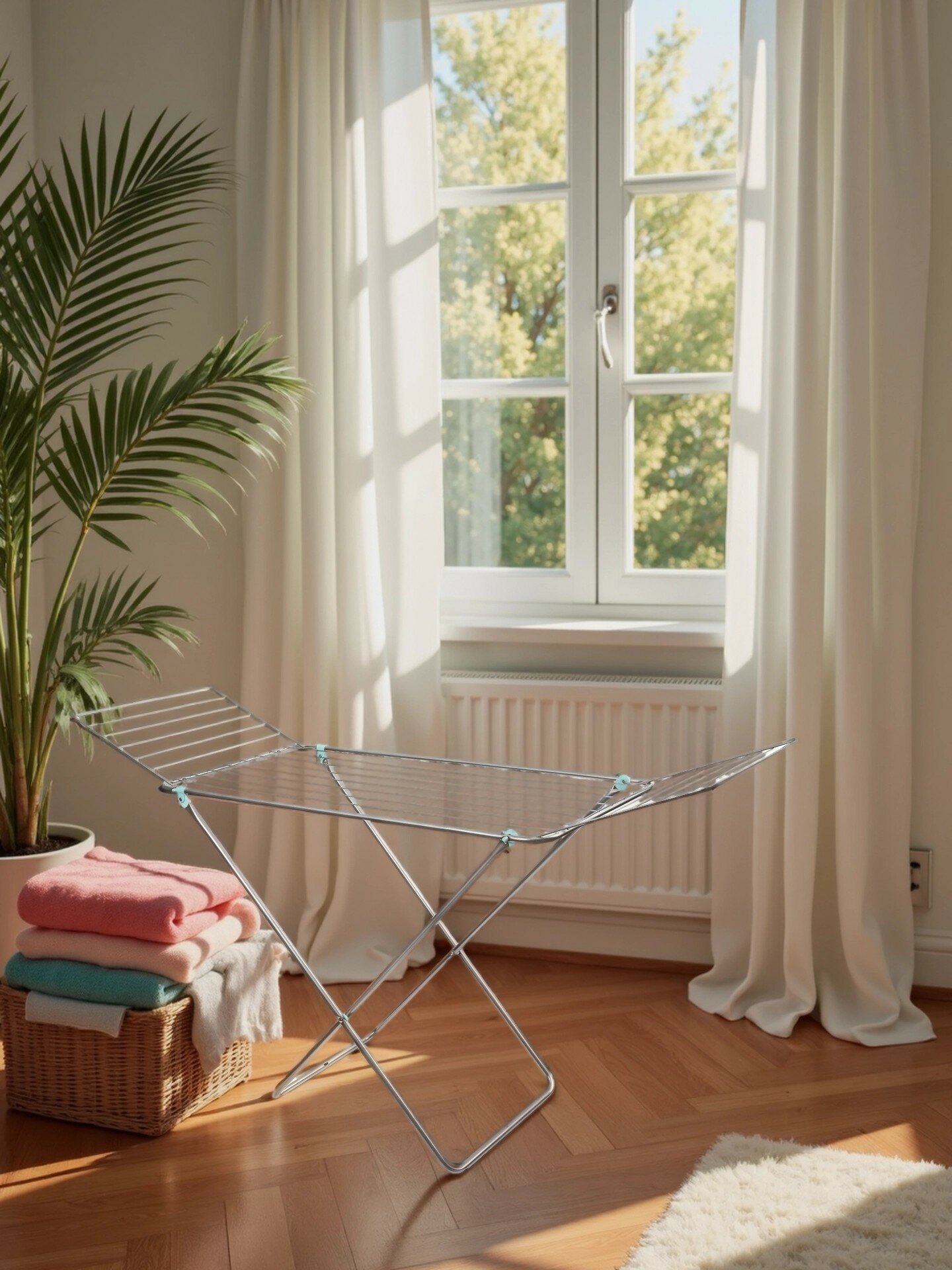 Сушилка для белья Nika, складная, серебристая, рабочая длина 18 метров