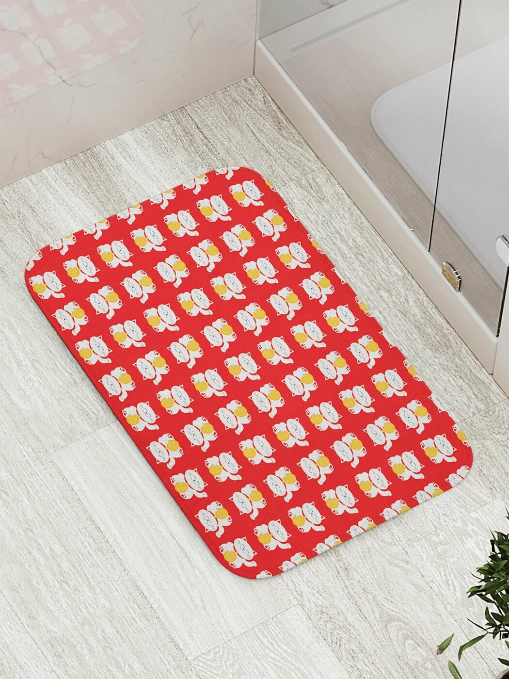 Коврик для ванной комнаты, туалета "Денежный кот" противоскользящий, 52х77 см, JoyArty