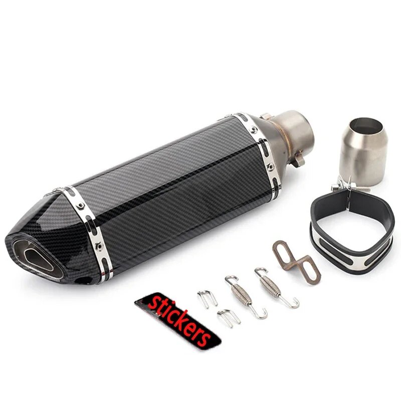 Универсальный 51 мм выхлопной глушитель мотоцикла из искусственного углеродного волокна для kawasaki SUZUKI NINJA 650 Nmax CRF 230 Z750 CB400 ER6N GY6 Z900 B with Sticker 370MM