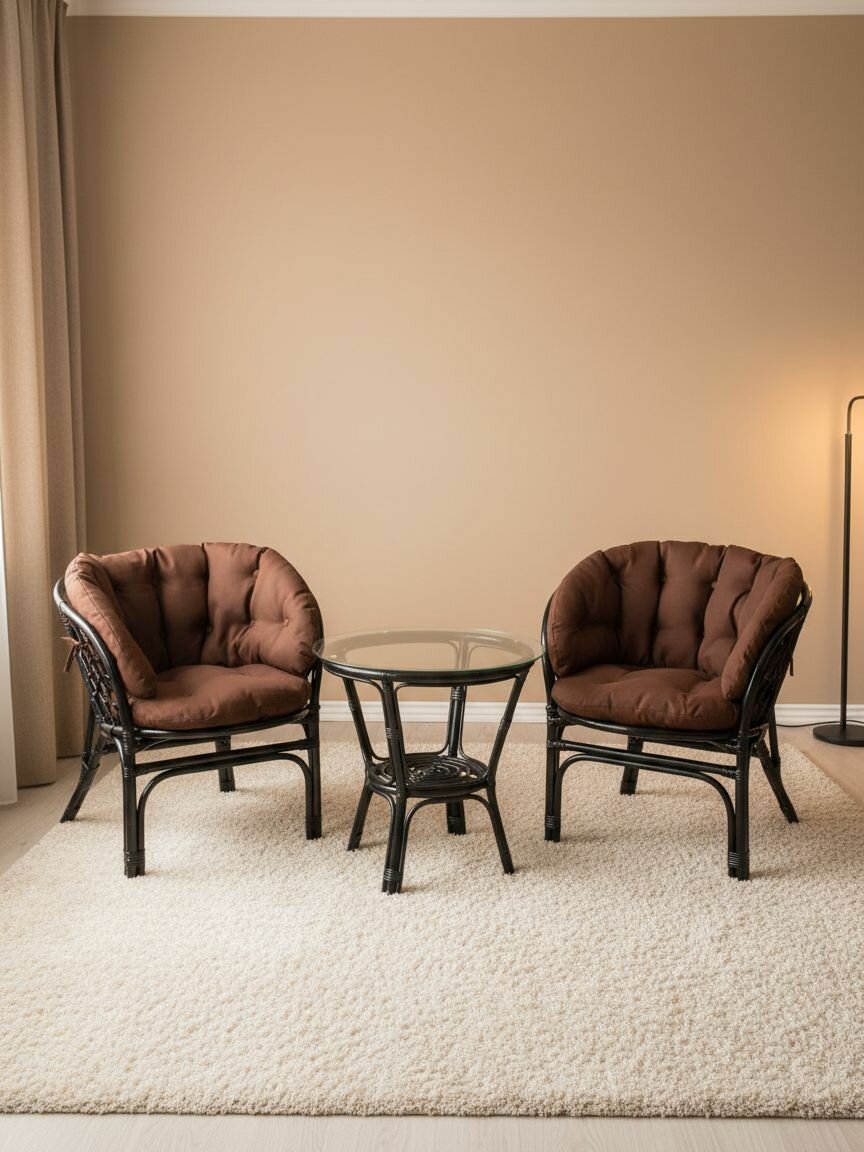 Комплект плетёной мебели с мягкими подушками