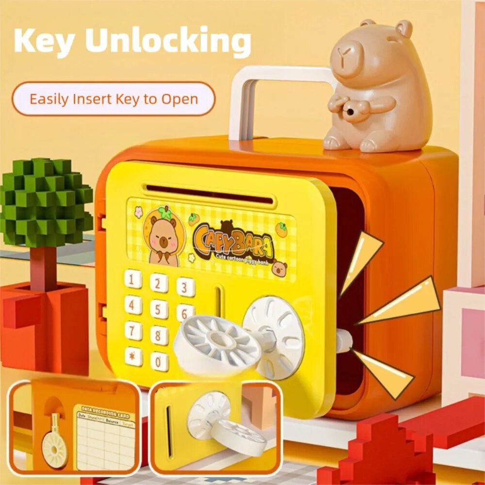 Копилка Hello Kitty Детская Пластиковая Копилка для детей с замком и паролем Размеры: 12.3*8.8*8 см — фото 1
