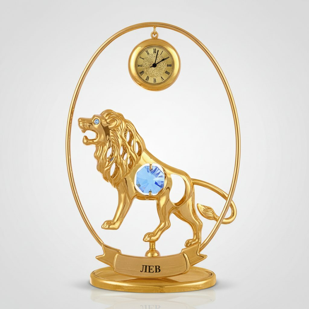 Фигурка с часами Знак Зодиака - Лев A2100517 Crystal Temptations, Металл, кристалл