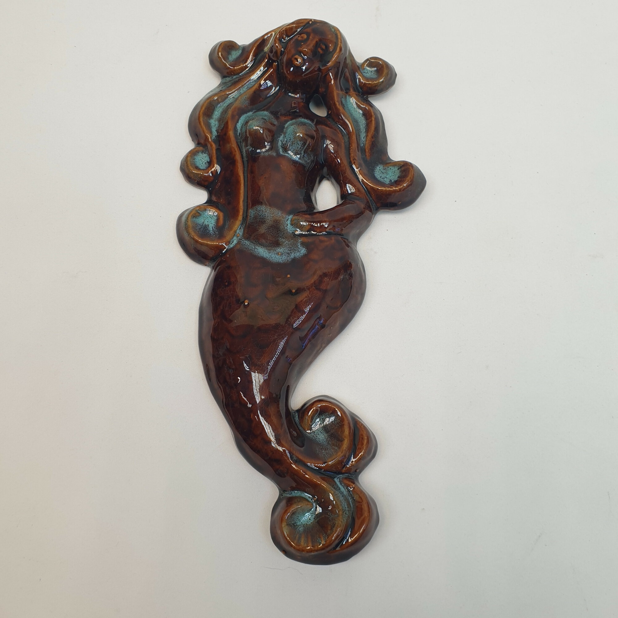 Панно керамическое СССР. Редкое, экспериментальный образец. Русалка, трещина. Орловский завод керамики