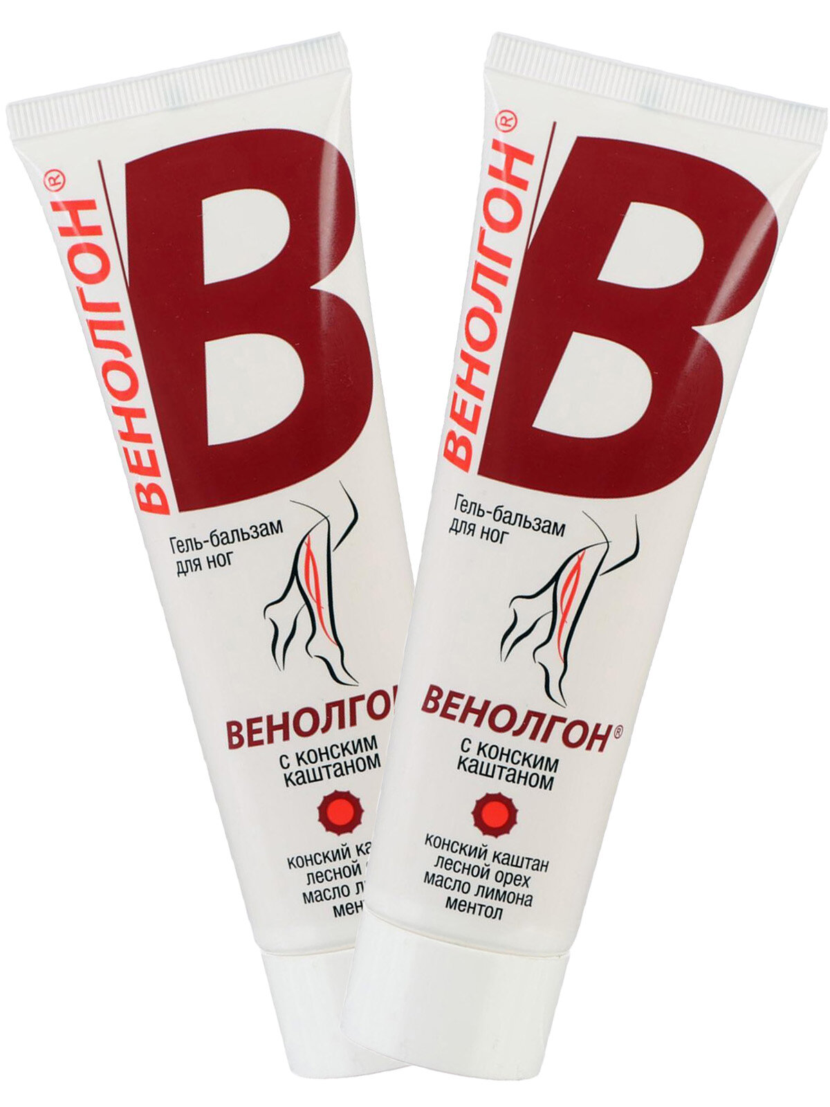 Гель-бальзам Венолгон с экстрактом конским каштаном, для снятия усталости ног, 75 мл х 2 шт