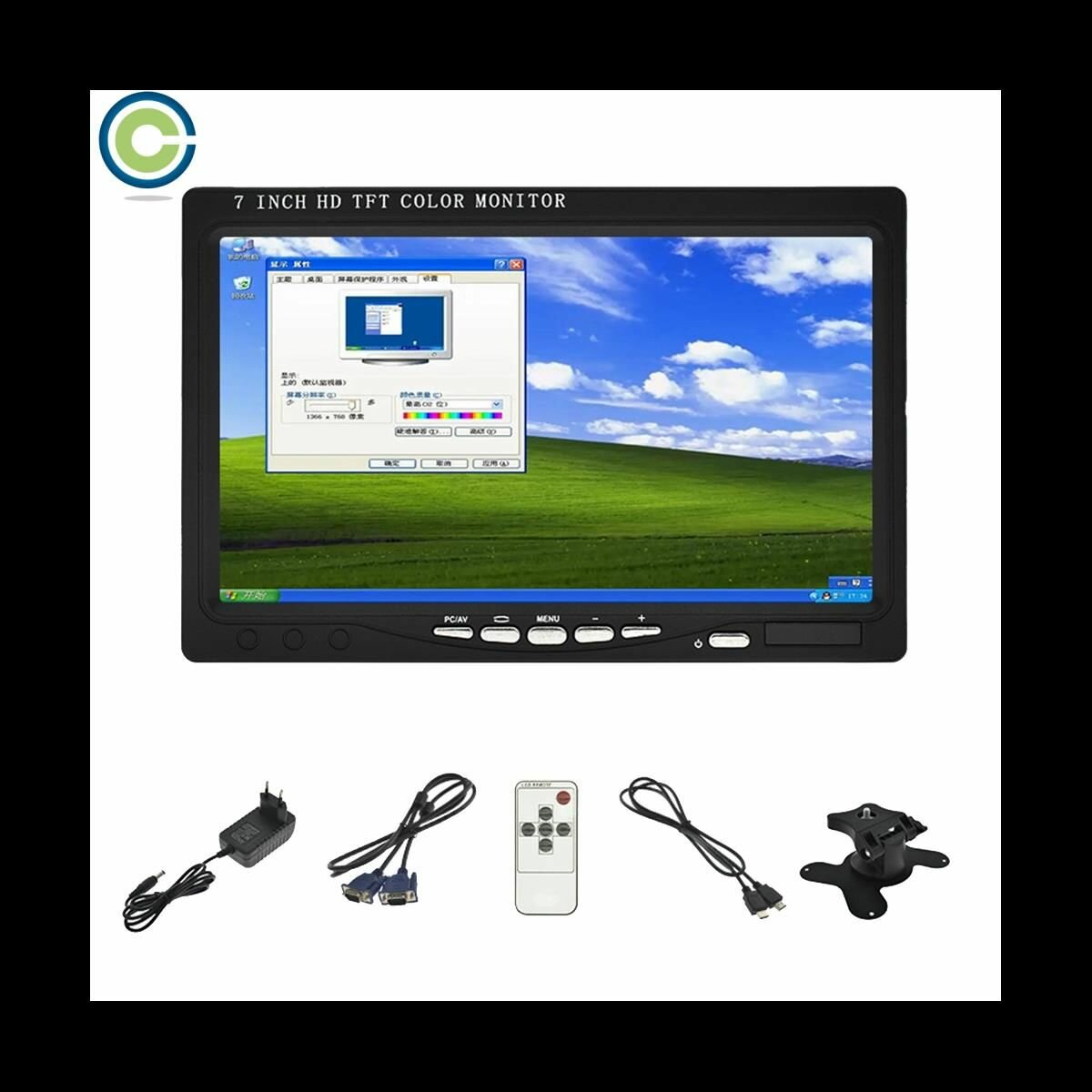 (ZZUUKKG))1 Компл. 7-Дюймовый Автомобильный VGA-Монитор, Видеомонитор Заднего Вида, Черный