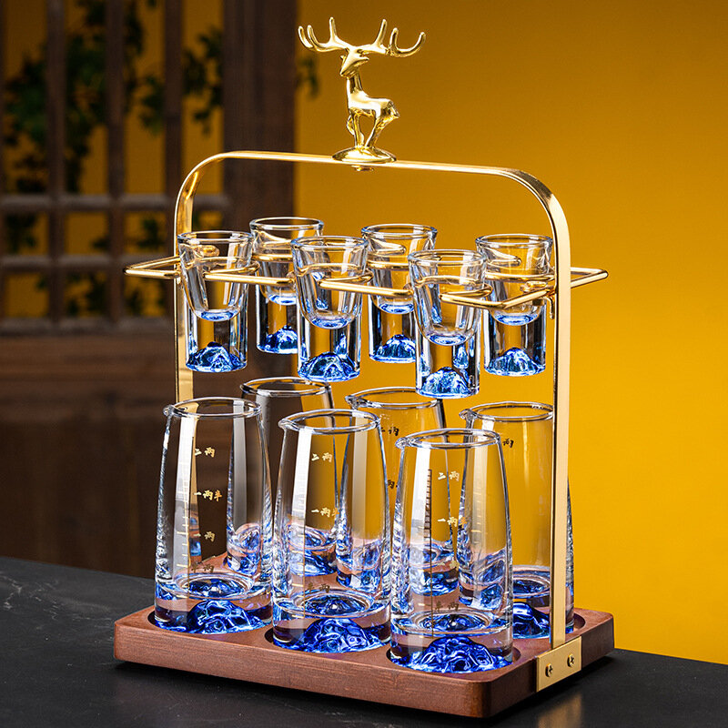 Кристаллический стеклянный бокал для вина, разделитель для домашнего использования, высококачественный бокал для вина Blue Mountain, рюмка с мерной шкалой, набор для вина, легкая роскошь