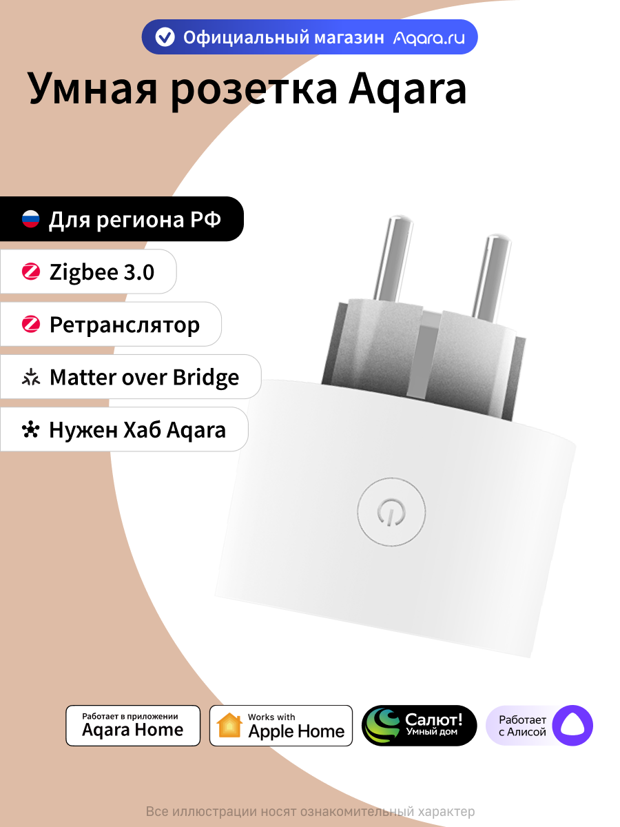 Умная розетка Aqara SP-EUC01, управление со смартфона, белый