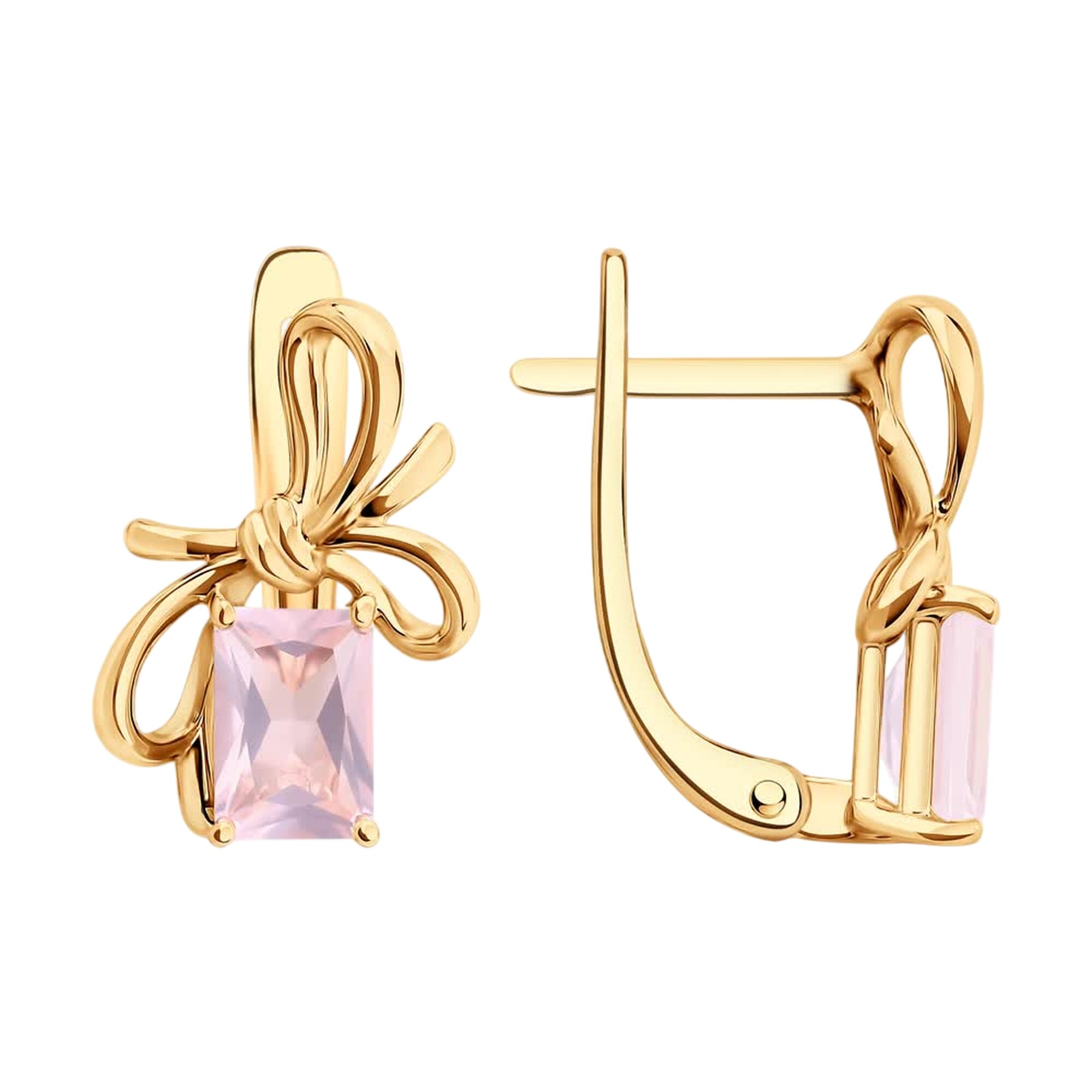 Серьги, красное золото, 585 проба, кварц