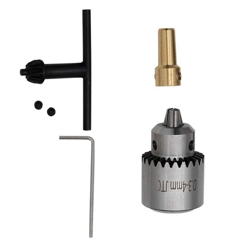 Зажимной Сверлильный Патрон с Микромотором 0,3-4 мм, Конический Сверлильный Патрон С Ключом Для Патрона 3,17 мм, Латунный Вал Мини-Электродвигателя