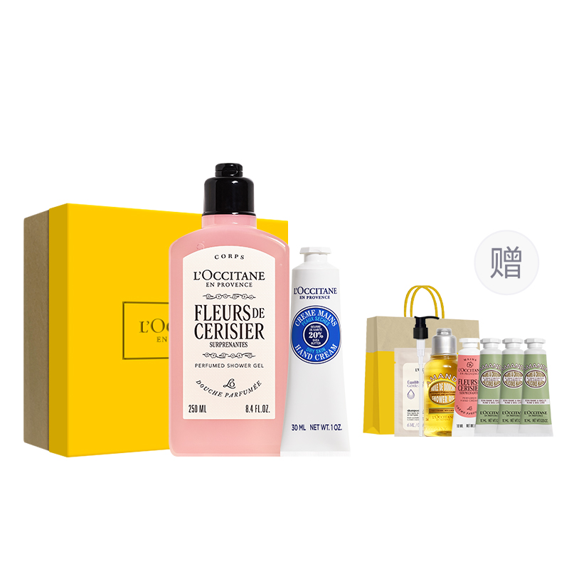 Набор для ухода за телом унисекс LOCCITANE Цветы вишни, гель для душа и крем для рук, цвет pink