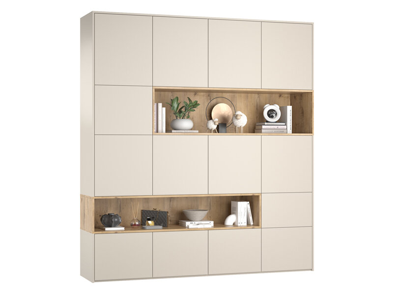 Шкаф распашной для одежды "Рокки 10" 200х220х45 Сатин / Дуб Крафт золотой