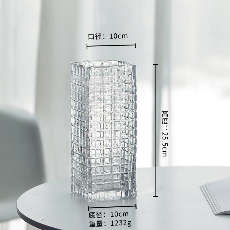 Минималистичная квадратная стеклянная ваза с молотком для цветочной композиции в гостиной, прозрачная, легкая роскошь, гидропоника, стиль Ins, высококачественный цветочный аранжировщик