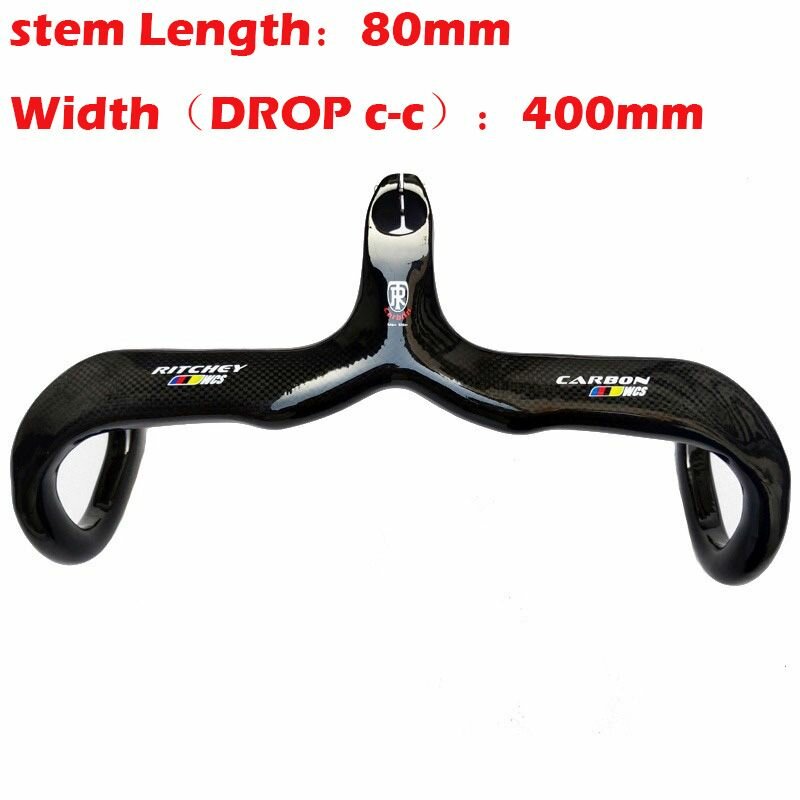 RITCHEY WCS 3K Глянцевый полностью карбоновый интегрированный руль для шоссейного велосипеда, изогнутые рули