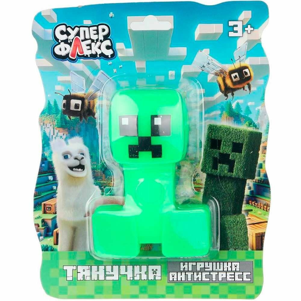 Игрушка антистресс Супер Флекс Тянучка пиксельный персонаж, зеленый человечек 404818