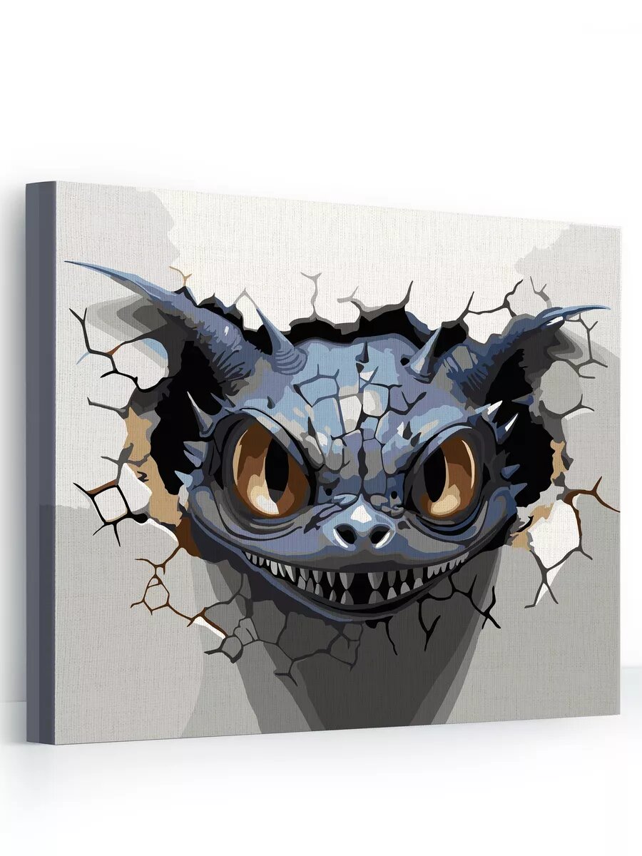 Картина по номерам на холсте с подрамником 40х50 см Хищный дракон