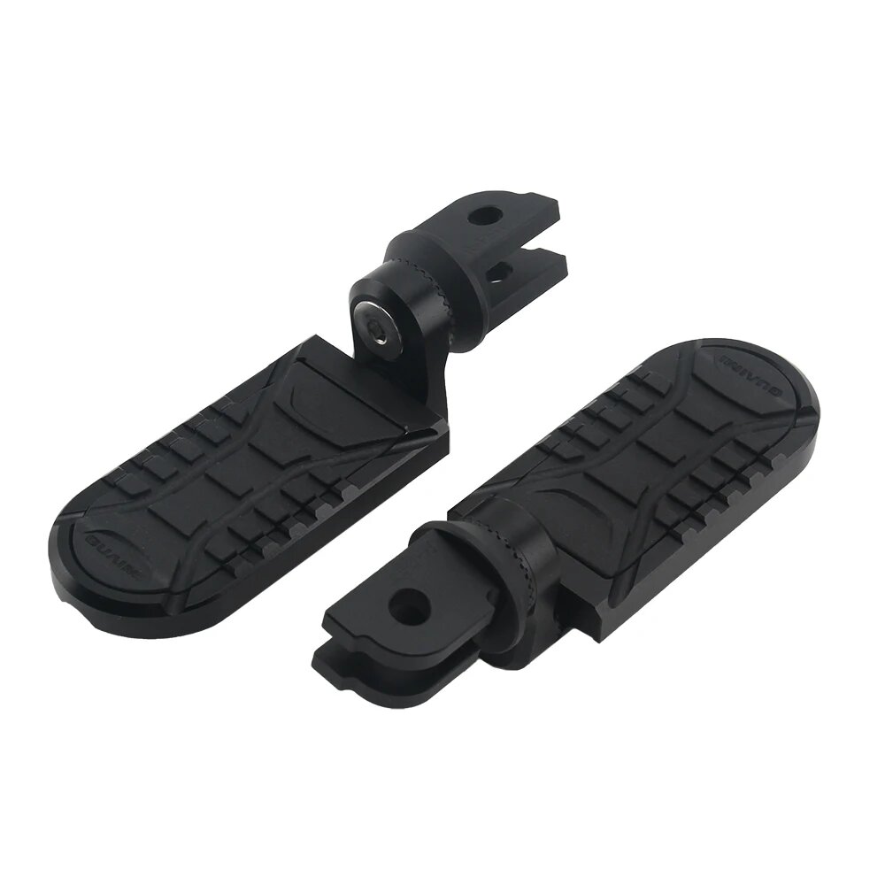 Передняя подставка для ног мотоцикла, регулируемая удлиненная опускающаяся подножка, Черный, черный