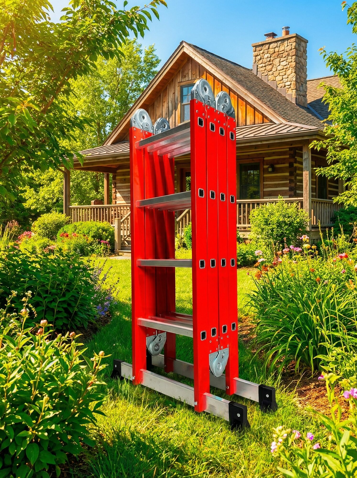 Лестница трансформер 4х4 STEP BALANCE, высота 4,5 м. стремянка 4 ступени