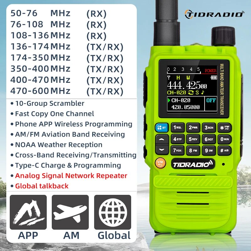 TIDRADIO H3 PLUS Рация, 1PCS Green