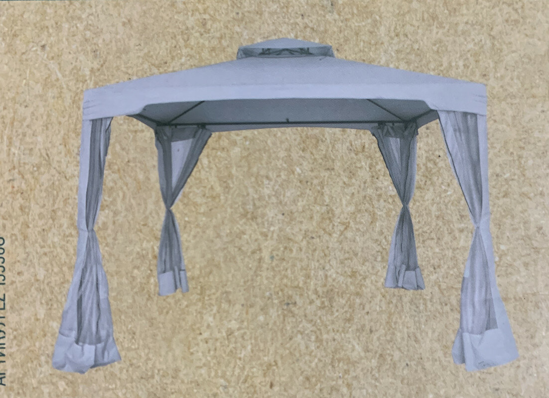 Павильон с антимоскитными шторами 3х3 метра, каркас сталь, серый, высота 275 см